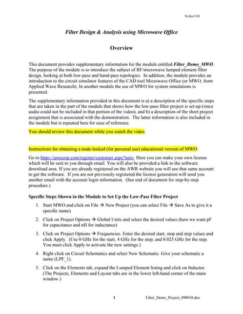 Filter Designandanalysisusingmicrowaveoffice Pdf