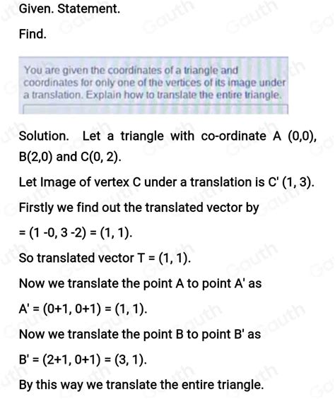 solved you are given the coordinates of a triangle and coordinates for