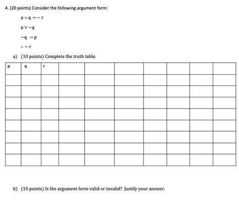solved 4 20 points consider the following argument form