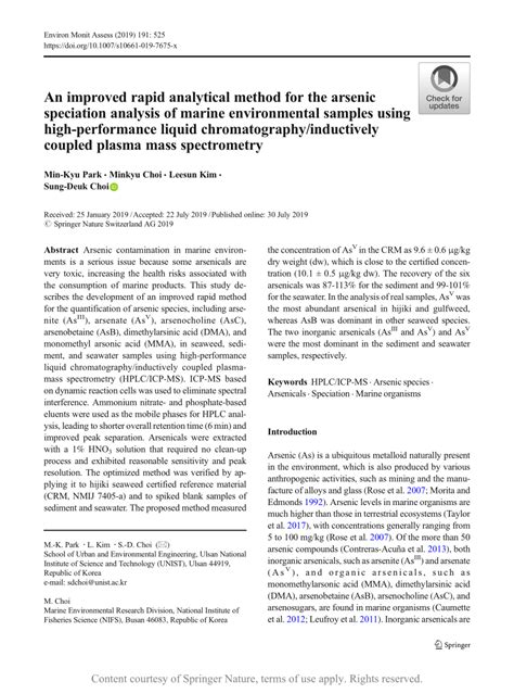 An Improved Rapid Analytical Method For The Arsenic Speciation Analysis Of Marine Environmental