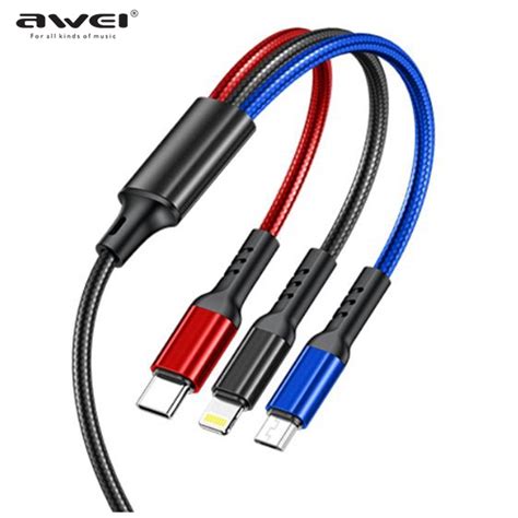 Awei Cl In Usb Fast Charge Multi Charging Cable Cm Shopee Philippines