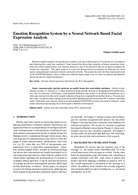 pdf emotion recognition system by a neural network based facial