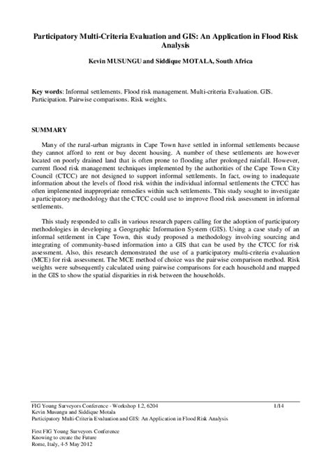 Pdf Participatory Multi Criteria Evaluation And Gis An Application