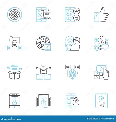 Cyber Connections Linear Icons Set Cybersecurity Nerking Firewall Router Encryption