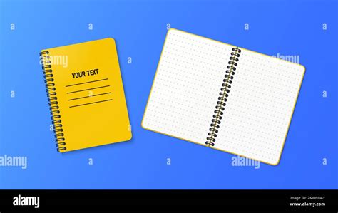 A Notebook With A Vertical Spring Notepad With Dotted White Sheet Vector Illustration On Blue