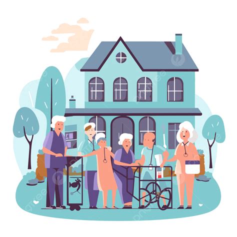 요양원 벡터 노인 문자 서 만화와 집에서 노인 스티커 클립 아트 상표 클립 아트 Png 일러스트 및 벡터 에 대한 무료 다운로드 Pngtree