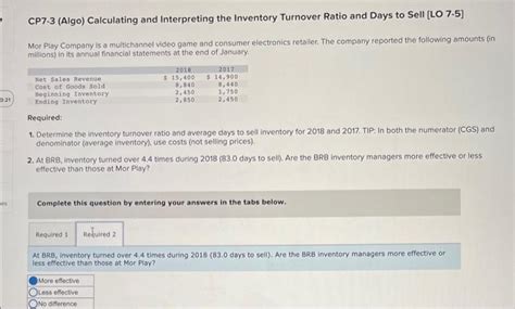 Solved Cp7 3 Algo Calculating And Interpreting The
