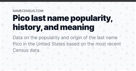Pico Last Name Popularity Meaning And Origin