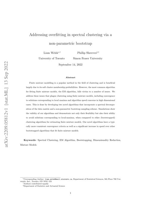 Pdf Addressing Overfitting In Spectral Clustering Via A Non