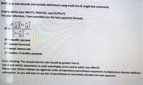 Solved Write Your Pseudocode And Variable Definitions Using Multi Line