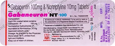 Gabaneuron Nt 10010mg Strip Of 15 Tablets Uses Side Effects Price