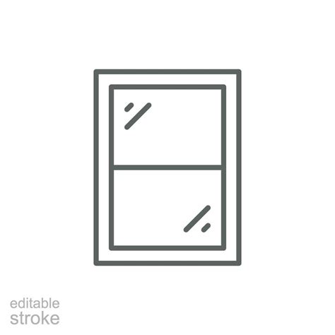 Glazed Window Icon Simple Outline Style Double Glazing Window Frame Room House Home