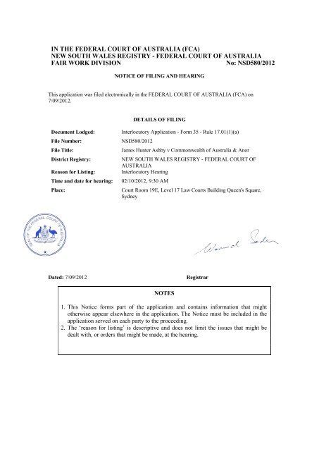 Interlocutory Application Federal Court Of Australia