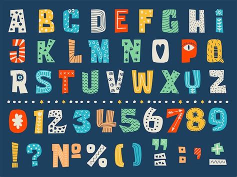 Premium Vector Alphabet Letters Numbers And Punctuation Marks In
