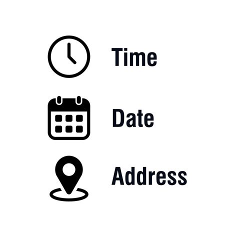 Time Date And Address Icon Vector Event Elements Sign Symbol 36118066 Vector Art At Vecteezy