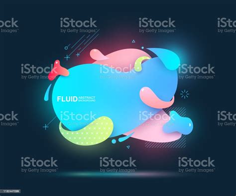 추상 유체 및 현대 요소입니다 동적 컬러 형태와 라인 유체 다채로운 그라데이션 유기 모양 어두운 파란색 배경에 격리 벡터 일러스트 유기농에 대한 스톡 벡터 아트 및 기타
