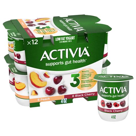 Activia Peach And Black Cherry Probiotic Yogurt Lowfat Yogurt Cups 4