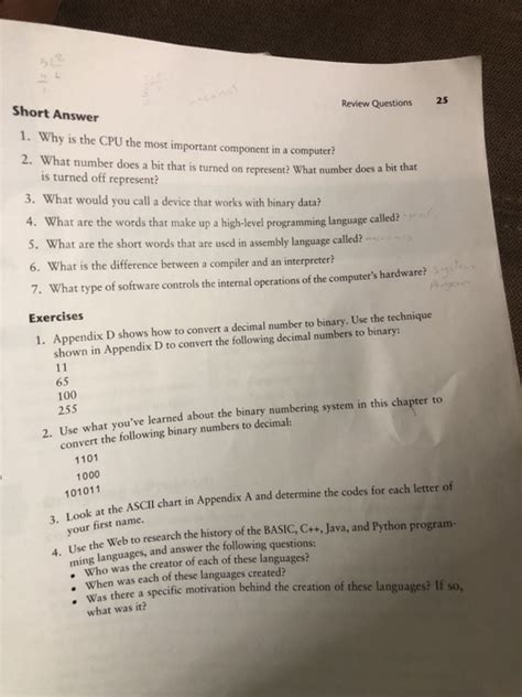 Solved Review Questions Short Answer Why Is The CPU Chegg Com