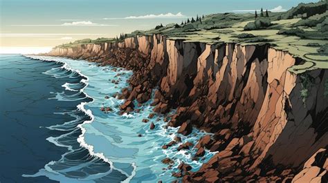Premium Photo Coastal Erosion A Detailed Comic Book Art Illustration
