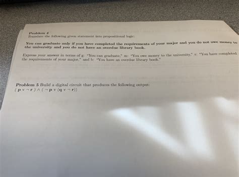Solved Problem Translate The Following Given Statement Chegg