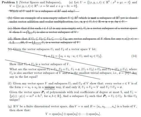 Solved Problem Vector Spaces And Subspaces A Let U Chegg