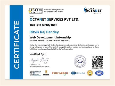 Ritvik Raj Pandey On Linkedin Connections Webdevelopment Internship Octanet