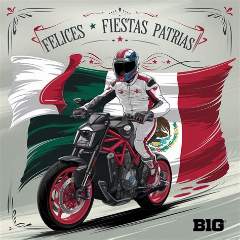 Motos Con Bandera De México Y Mensaje De Viva México Y Fiestas Patrias