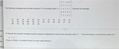 Solved 01103 21111 The Following Message Was Encoded Using