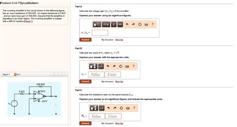Solved Problem 544 Pspicemultisim Part A Calculate The Voltage Gain