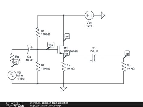 Common Drain Amplifier Circuitlab