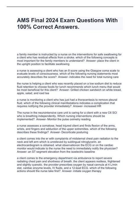 Ams Final 2024 Exam Questions With 100 Correct Answers Ams Stuvia Us