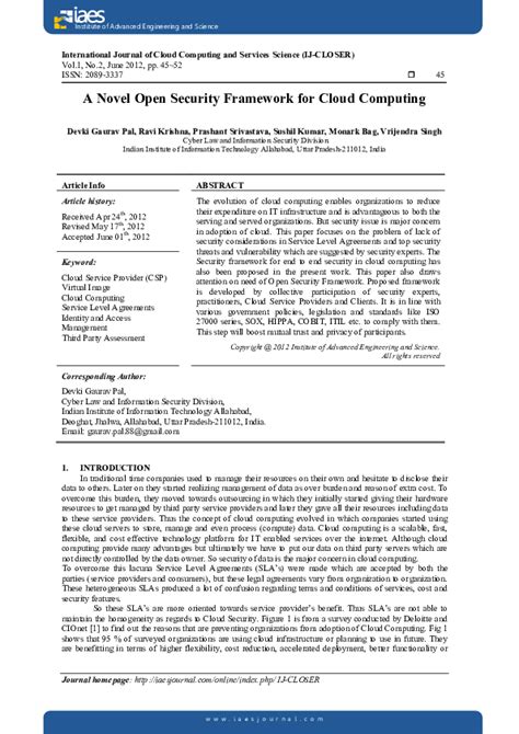 Pdf A Novel Open Security Framework For Cloud Computing Sushil