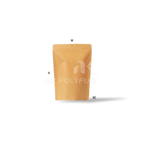 Brown Plain Kraft Paper Stand Up Zipper Pouch Without Window At Rs 3 80