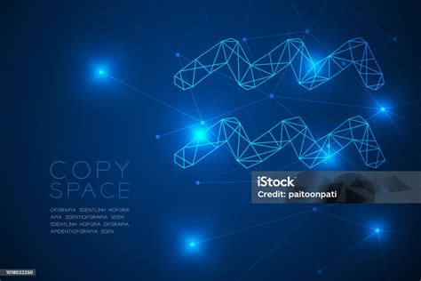 물병자리 조디악 로그인 와이어 프레임 다각형 프레임 구조 포춘 텔러 컨셉 디자인 그림 복사 공간 벡터 Eps 10 블루