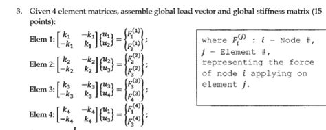 Solved 3 Given 4 Element Matrices Assemble Global Load