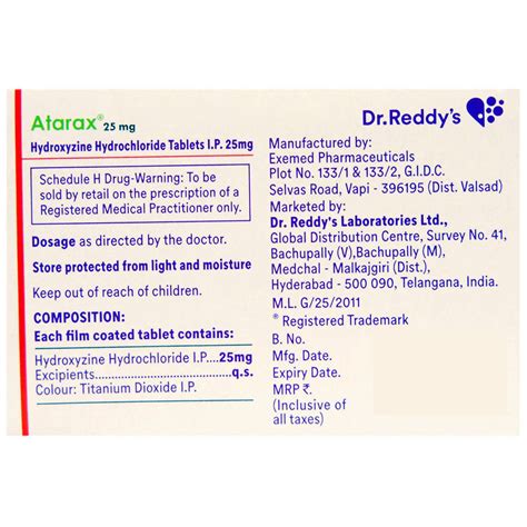 Atarax 25 Mg Tablet Uses Side Effects Price Apollo Pharmacy