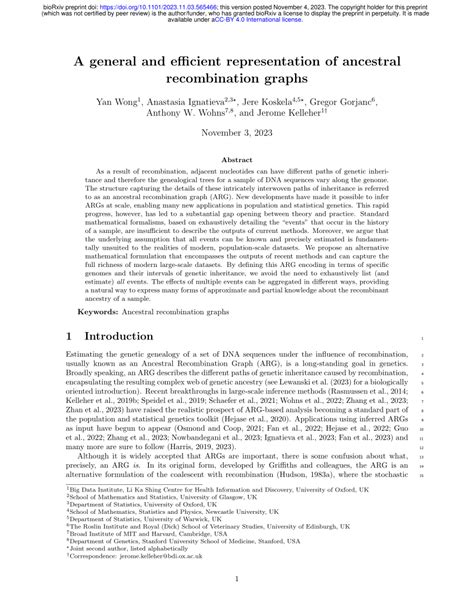 Pdf A General And Efficient Representation Of Ancestral Recombination Graphs