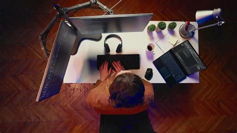 Time Lapse Of Software Technician Writing Code On Computer And Laptop