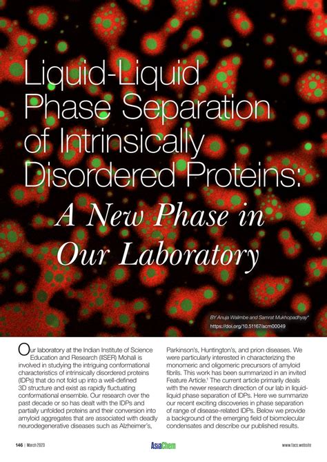 Pdf Liquid Liquid Phase Separation Of Intrinsically Disordered