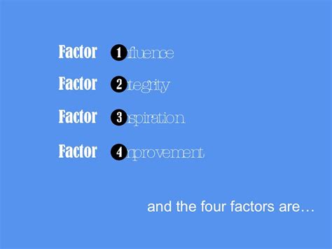 And The Four Factors Are