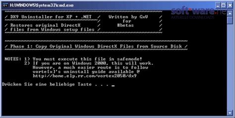 Directx 9 Uninstaller Für Xp Net Download Windows Deutsch Bei Soft Ware Net