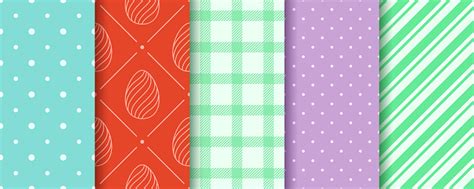 파스텔 색상의 부활절 원활한 패턴 컬렉션 달걀 깅엄 폴카 도트 스트라이프 패턴 디자인 세트 개체 그룹에 대한 스톡 벡터 아트 및 기타 이미지 Istock