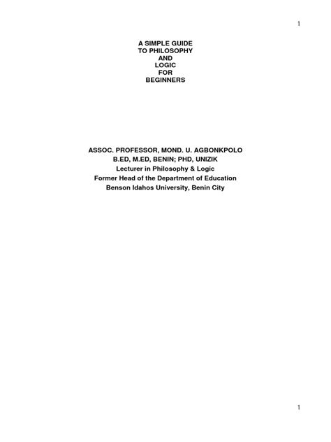 A Simple Guide To Philosophy And Logic For Beginners Pdf 1 Download