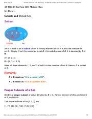 Understanding Subsets And Power Sets In Set Theory Course Hero