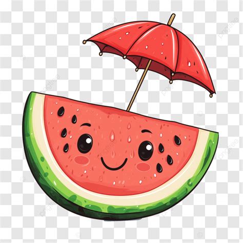 รูปชิ้นแตงโมน่ารักพร้อมภาพตัดปะร่มสีแดง Png คลิปแตงโมน่ารักๆ ภาพประกอบแตงโมฤดูร้อน กราฟิก