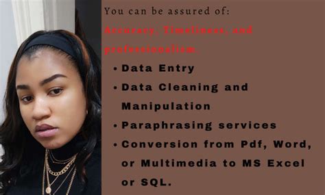 Convert Data From Any Format To Microsoft Excel Or Sql Table Formats By Tracyikhille Fiverr