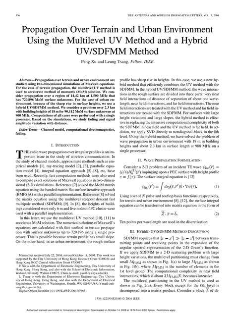 Pdf Propagation Over Terrain And Urban Environment Using The Multilevel Uv Method And A Hybrid