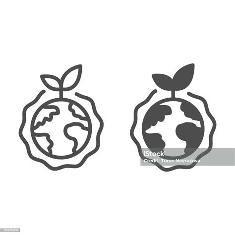 식물과 오존 층 라인과 단단한 아이콘 전기 자동차 개념 흰색 배경에 녹색 지구 기호 오존 층과 윤곽 스타일의 지구 아이콘과 식물 행성 벡터 그래픽 0명에 대한 스톡 벡터