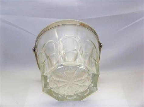 Vintage Clear Glass Ice Bucket With Metal Handle Les Bricolles De Cleo Fr
