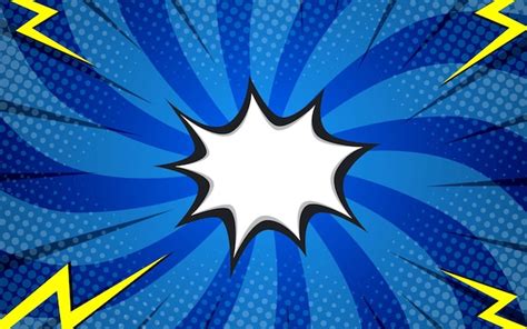 팝 아트 만화 배경 번개 폭발 하프톤 도트 벡터 일러스트 프리미엄 벡터